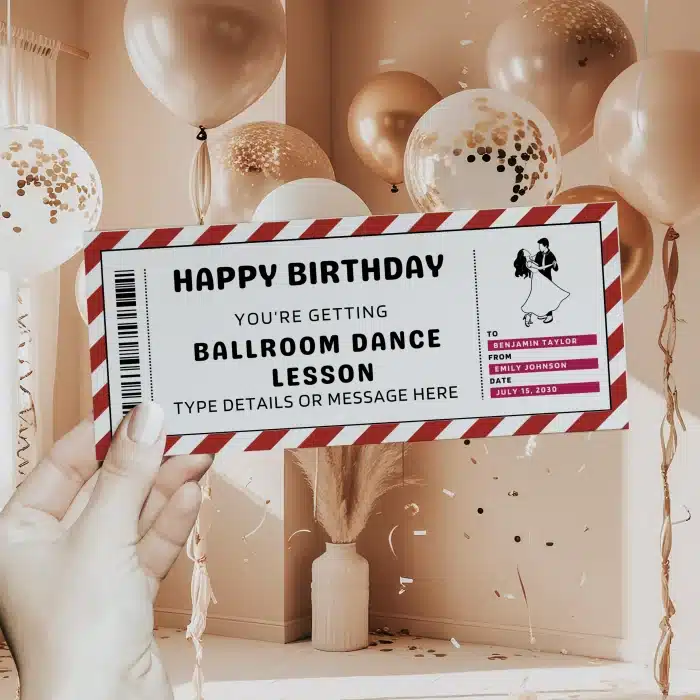 Editable Birthday Ballroom Dance Lesson Gift Certificate